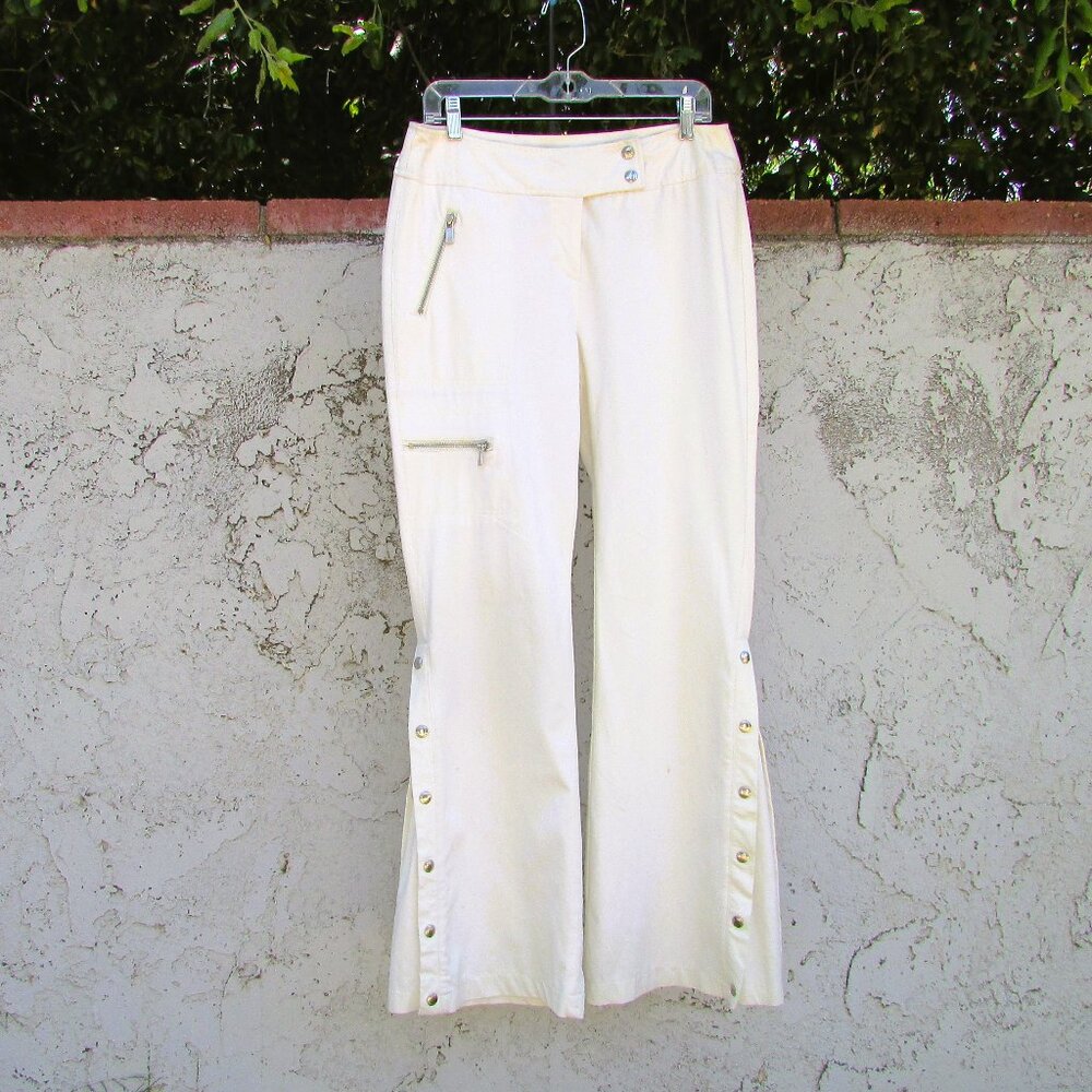 Michael Michael Kors Cream Button Legs Pants 10 - Gem